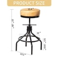 Adjustable Swivel Bar Stool With Ash Wood PU Leather Seat Industrial ...