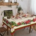 Rectangle Christmas Tablecloth,Poinsettia Holly Pine Cone Christmas ...