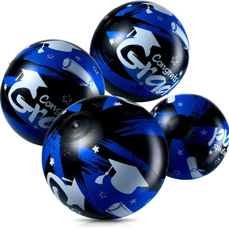 4 Pieces Inflatable Beach Balls for Blue Graduation Party, Jumbo ...