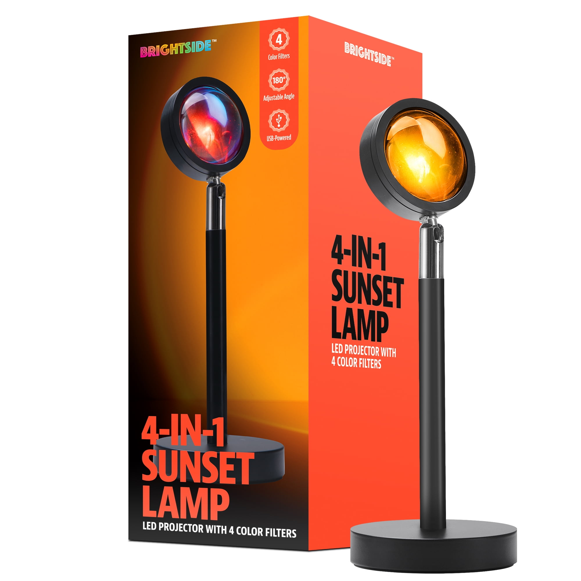BrightSide Sunset Lamp, Multi-Color RGB Bulb with Remote, 4 LED Color ...