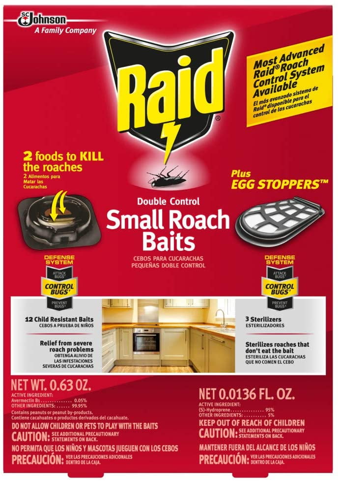 Raid Double Control Small Roach Baits Plus Egg Stopper, 12 CT (Pack -3 ...