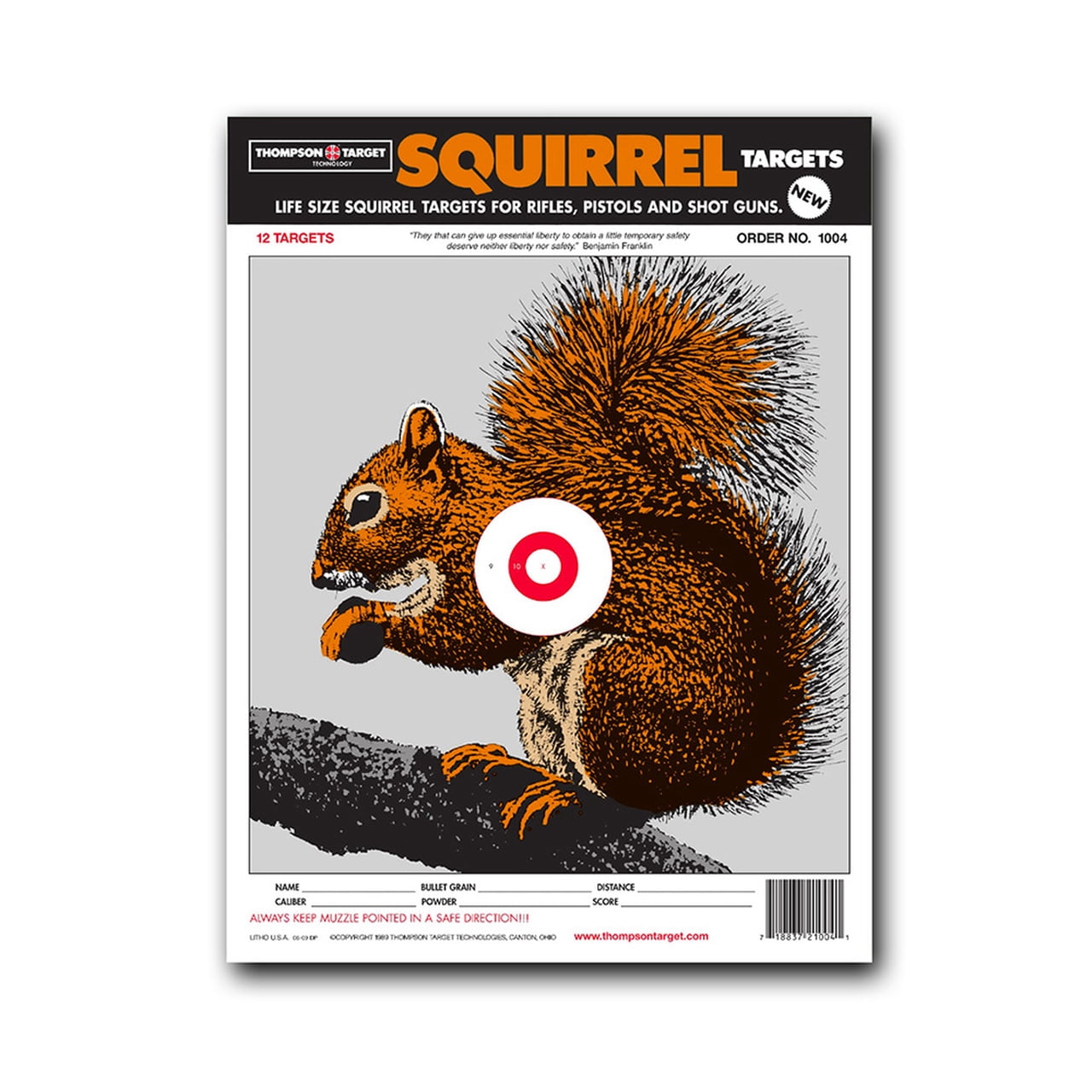 Thompson Target Life Size Squirrel | Paper Shooting Targets - 9"x12 ...