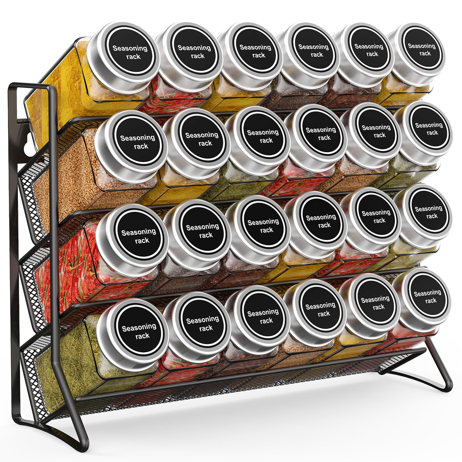 2 Pack Metal Spice Organizer Rack Free Standing & Wall-Mount Seasoning ...