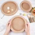 3Pcs 3 Style Flat Round Wooden Picture Frames for DIY Light Clay Crafts ...