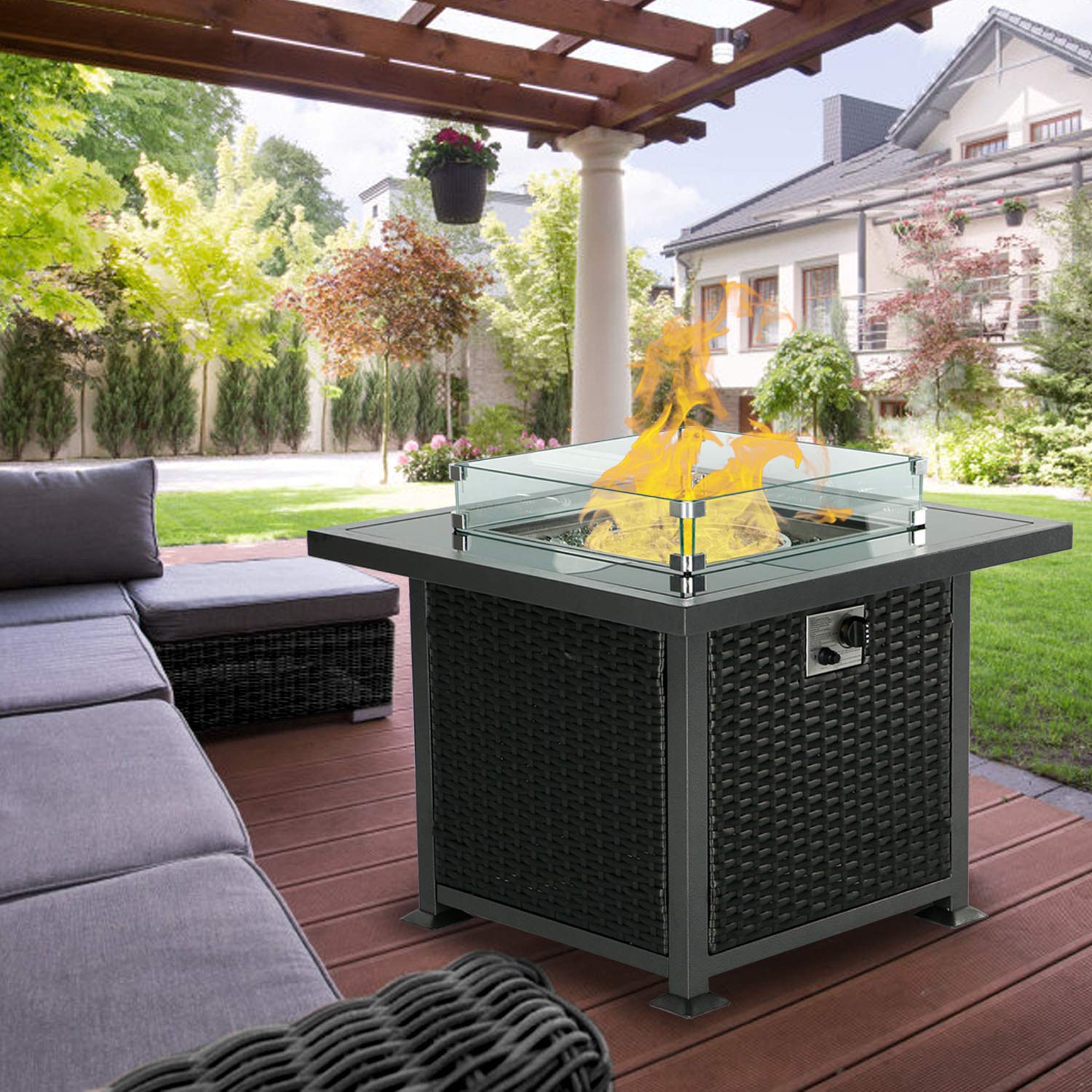 Erommy 32 Inch Outdoor Propane Fire Pit Table 50 000 BTU Gas Fire Pit Erommy 32 Inch Outdoor Propane Fire Pit Table 50 000 BTU Gas Fire Pit
