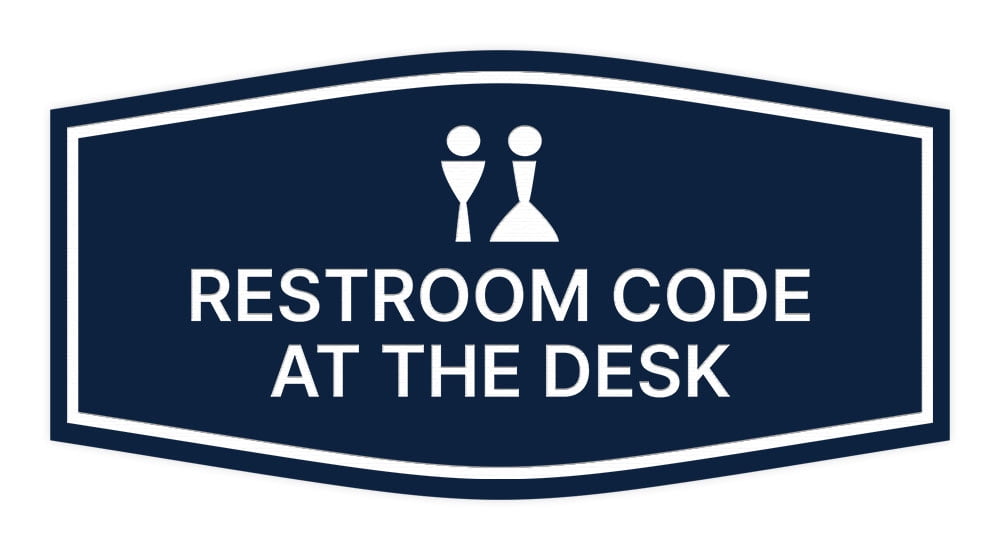 Signs ByLITA Fancy Restroom Code at the Desk Sign (Navy Blue / White ...