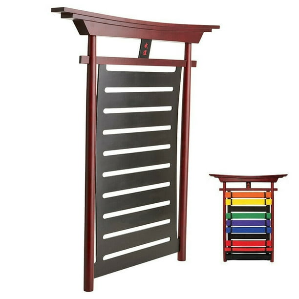 New Karate Taekwondo Budo Belt Display 10 level Wood Wall Rack Martial ...