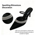 CHICVOMEY Womens Rhinestone Pointed Toe Stiletto Mule Slides Single ...