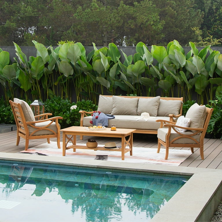 Cambridge Casual Lowell Outdoor Daybed Furniture Teak Patio Daybed with Cushion Walmart