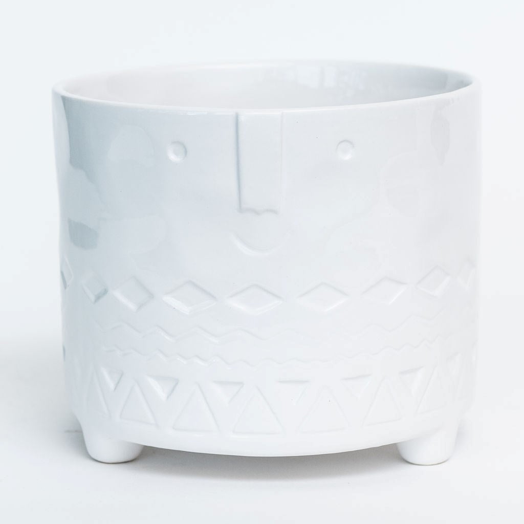 Click here for Unbranded Footed White Glazed Friendly Face Plante... prices