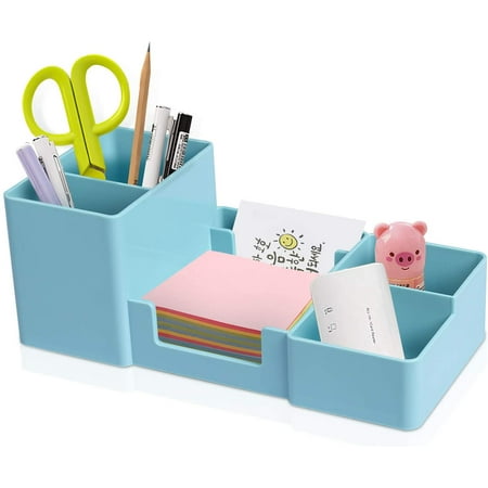 Desk Organizer, Desktop Organizer with Pencil Holders, Sticky Note Tray ...