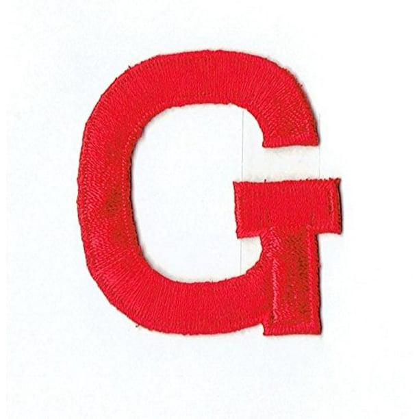 Alphabet Letter - G - Color Red - 2" Block Style - Iron On Embroidered ...
