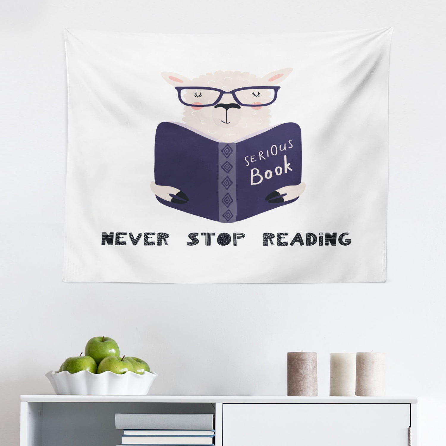 Reading Saying Tapestry, Books Make You Smart Zebra with Glasses ...