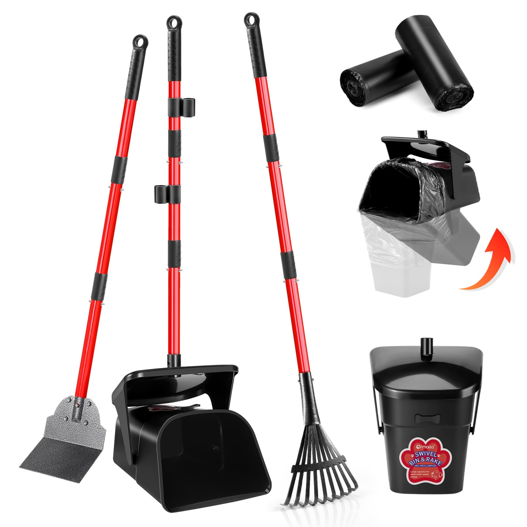 Click here for Ormalla Pooper Scooper Swivel Bin & Rake & Spade W... prices