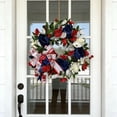 4th of July Patriotic Wreath for Front Door, Red White Blue Artificial ...