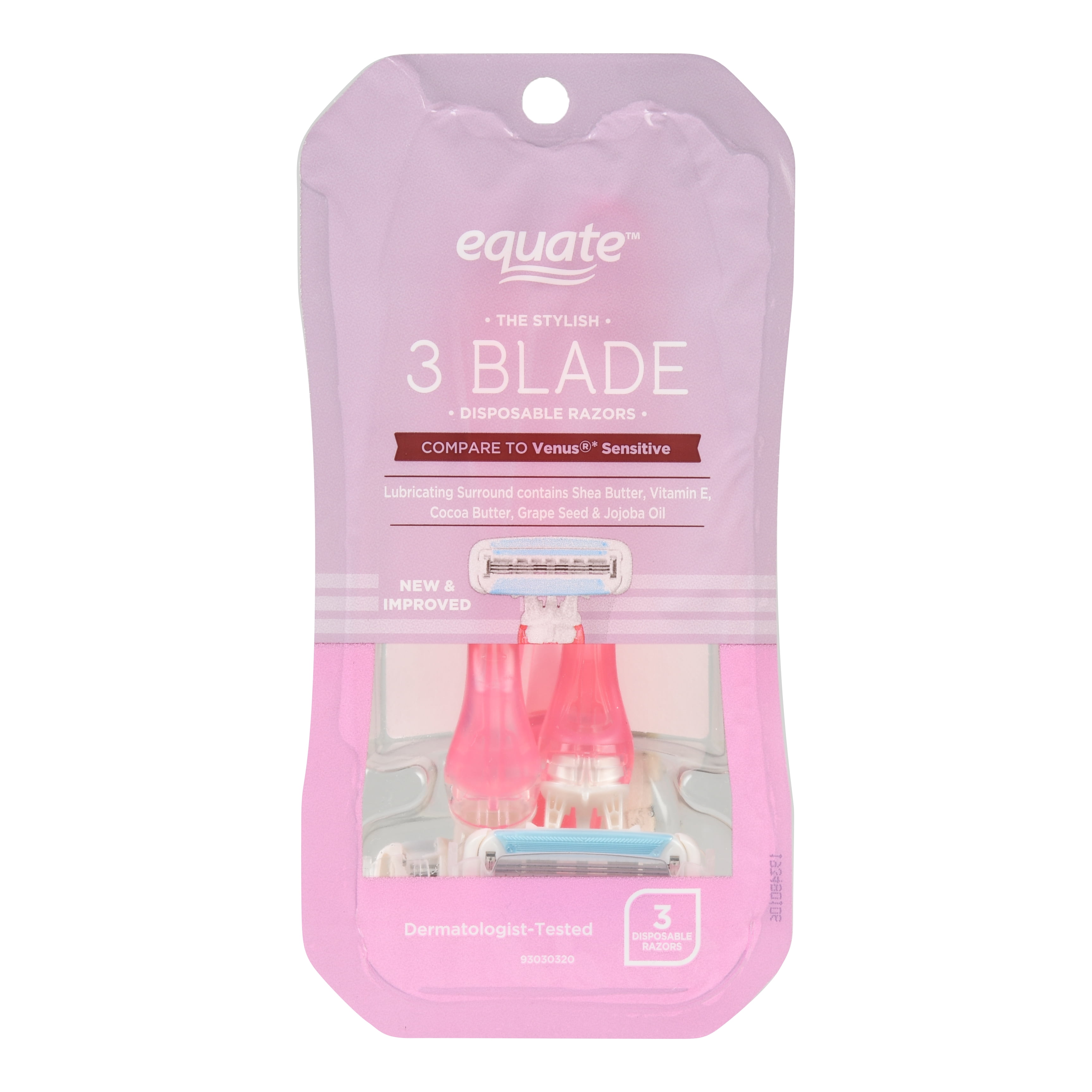 Equate The Stylish 3 Blade Disposable Razors for Women, 3 count ...