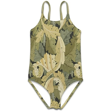 Girls Swimsuit Withered Leaf Plant Swimsuits Bathing Suits - Athletic ...