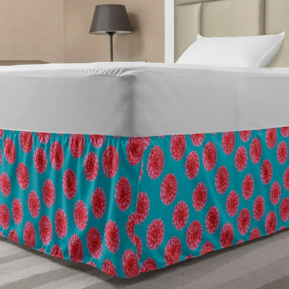 Blue and Pink Bed Skirt, Abstract Contemporary Pattern with Vibrant ...