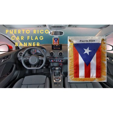 Puerto Rico Black & White Window Hanging Flag - Rear view Mirror ...