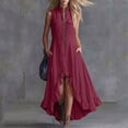 HBBIKVI Half-Zip High-Low Maxi Dress for Women Summer Sleeveless A-Line ...