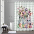 Easter Shower Curtain for Bathroom, Colored Eggs Rabbit Doll Flowers ...