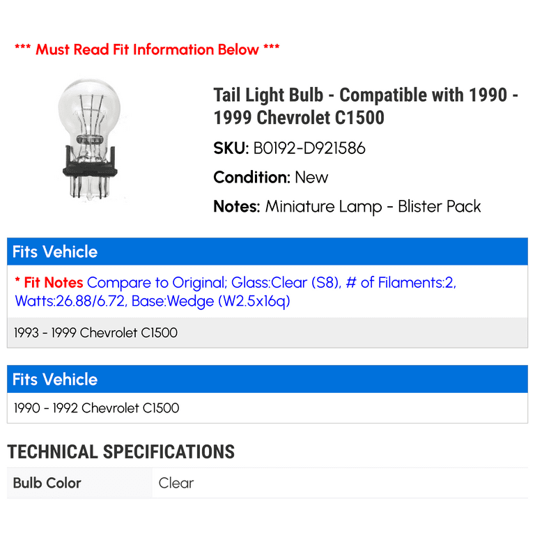 1998 chevy silverado tail light bulb store