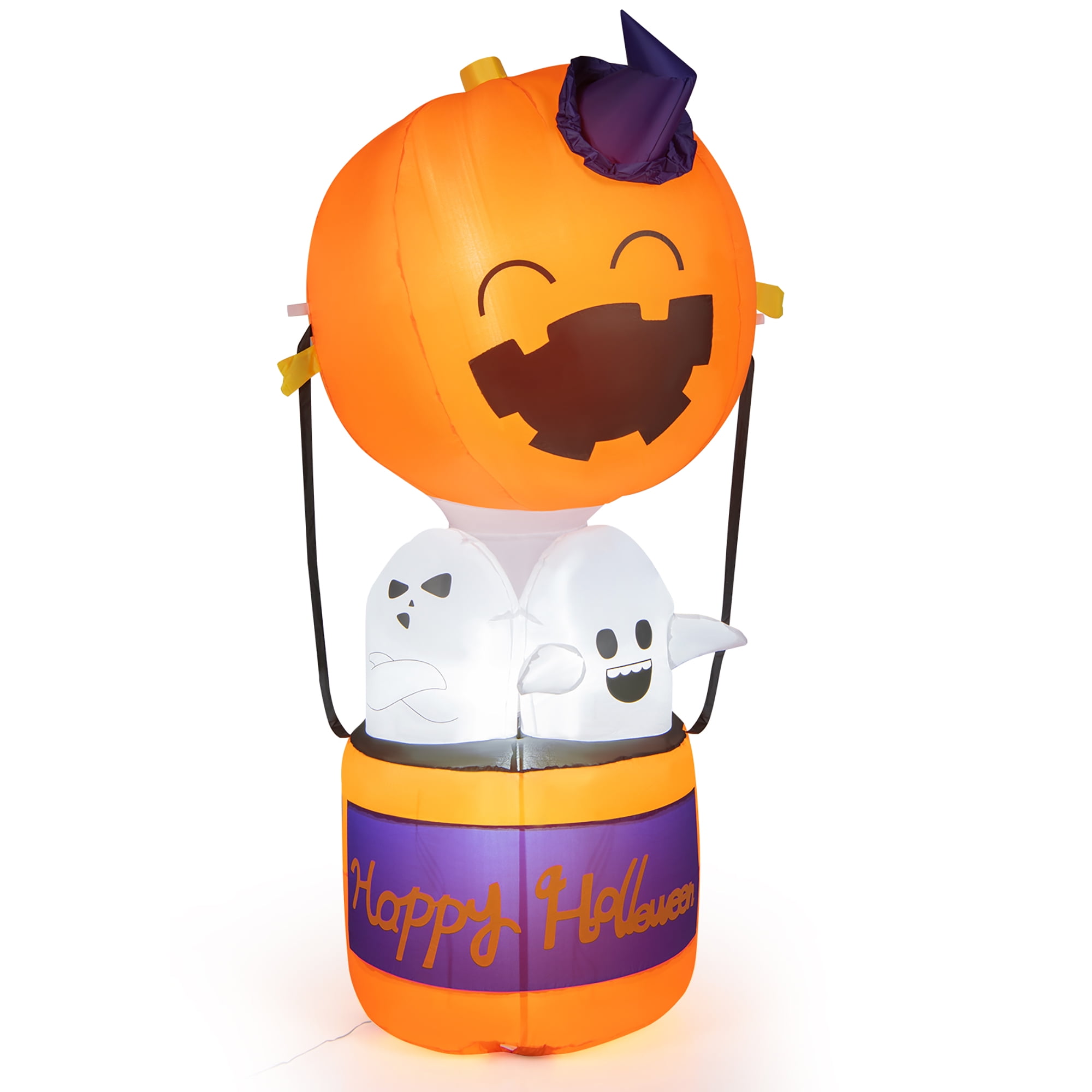 Costway 6ft Halloween Inflatable Pumpkin Hot Air Balloon Ghost Blow up ...