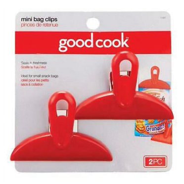 GoodCook 2-Piece 3-1/4" Plastic Spring-Loaded Mini Bag Clips Set, Red ...