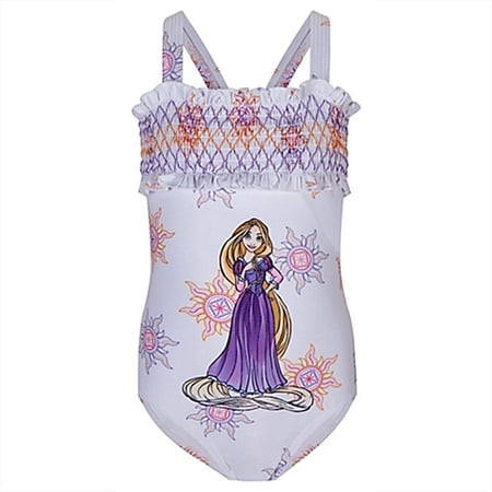 Disney Tangled Rapunzel "Magic Flower" White Girls One Piece Swimsuit Swimwear (XXS(2/3 ...