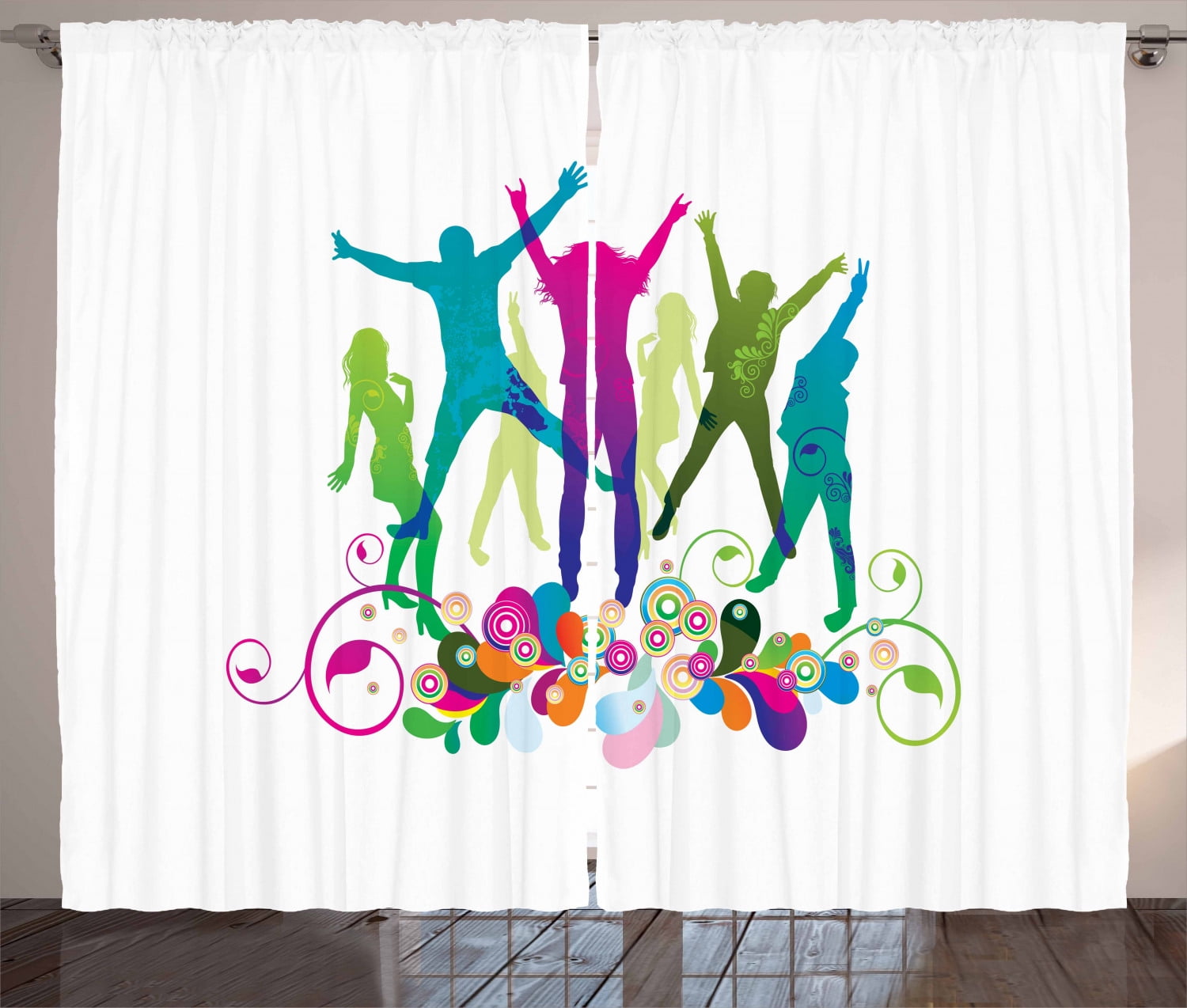 Youth Curtains 2 Panels Set, Dancing Teenagers People Dancing and ...