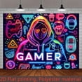 2D Flat, 2D Flat Fluorescent Tapestry, Neon Game Theme Print, Room ...