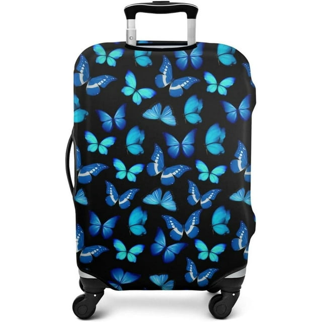 Blue Butterfly Print Travel Suitcase Protector Waterproof Elastic ...