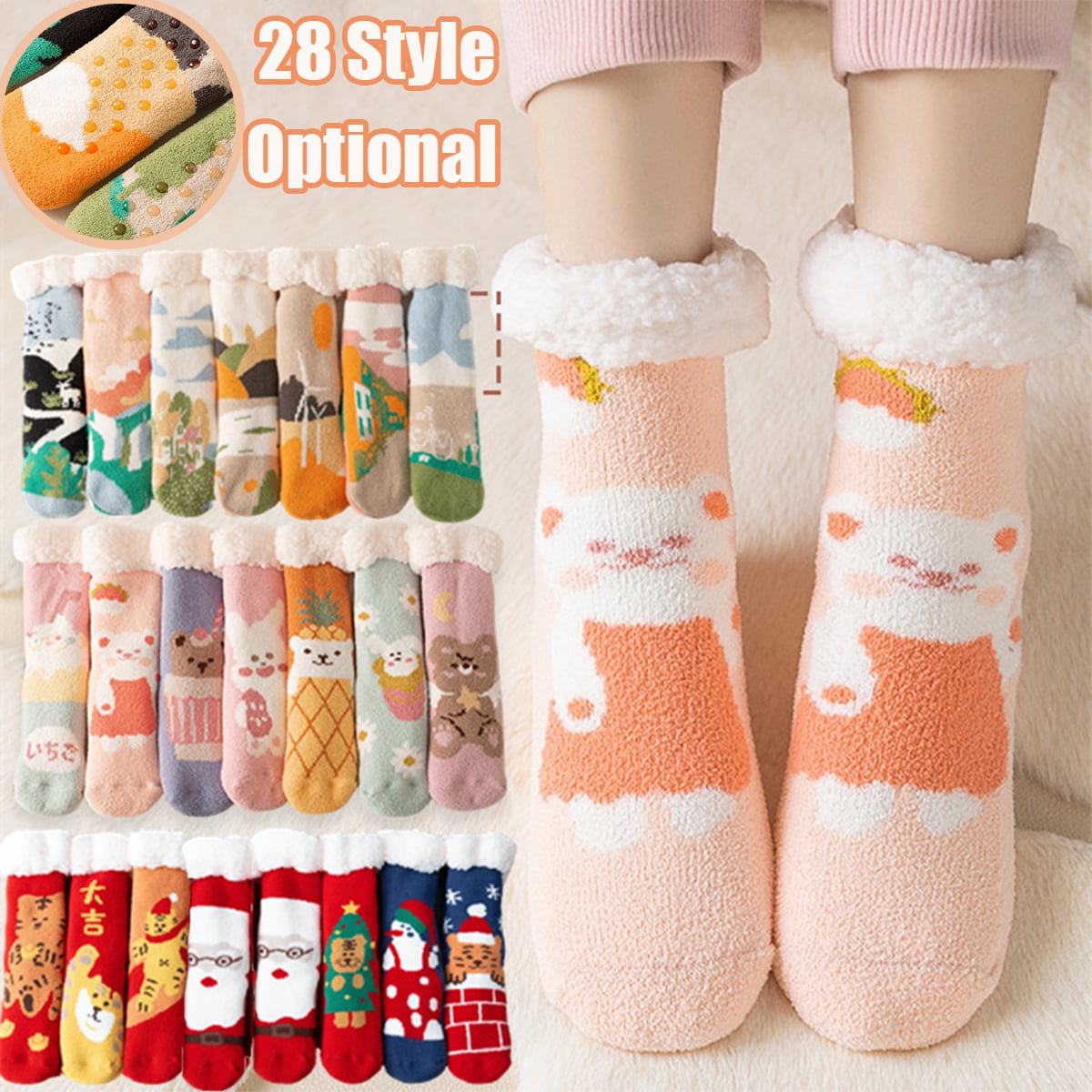 Women Slipper Fuzzy Socks Fluffy Cozy Cabin Warm Winter Soft Thick ...