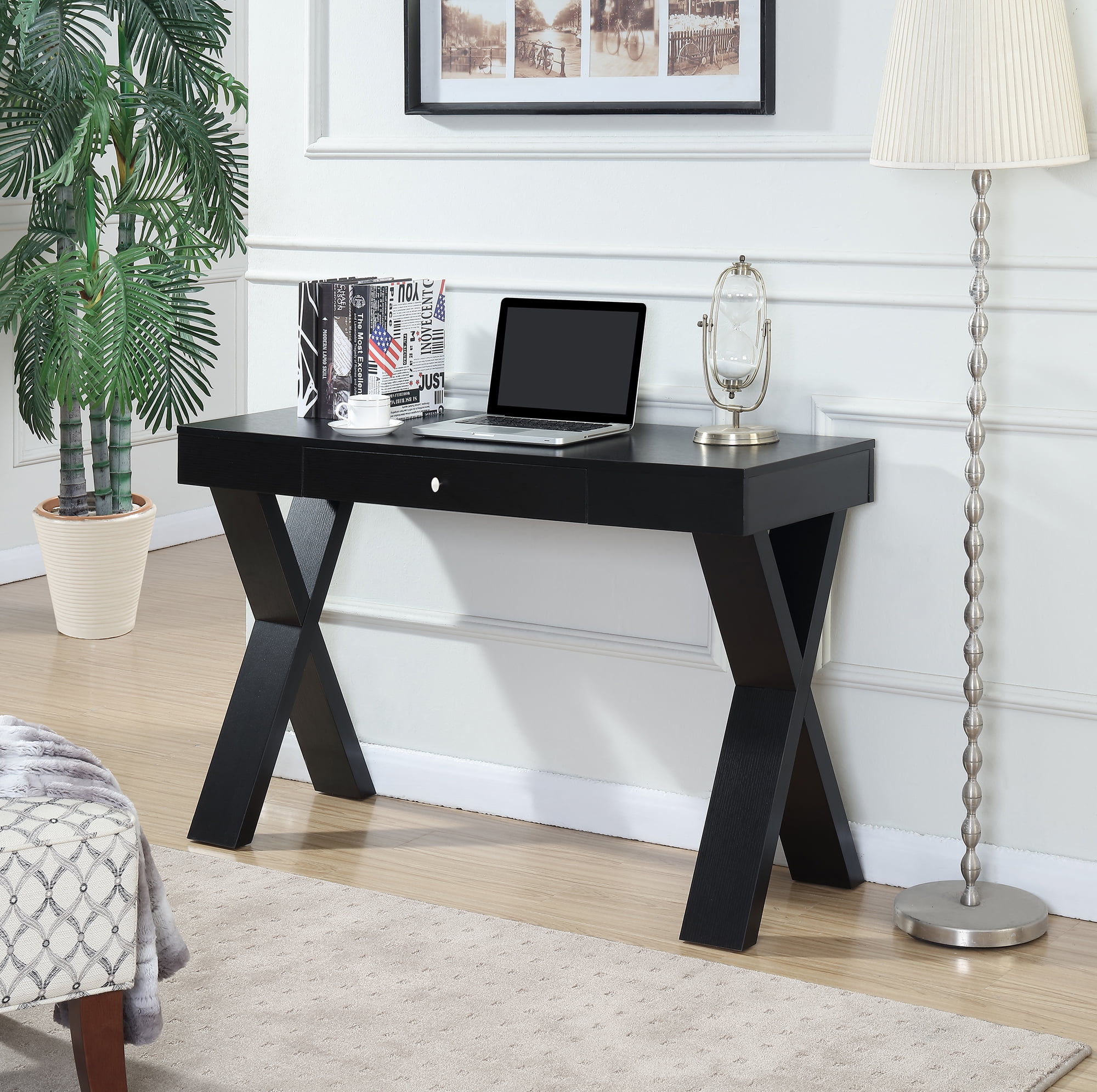 Newport Desk with Drawer, Black - Walmart.com