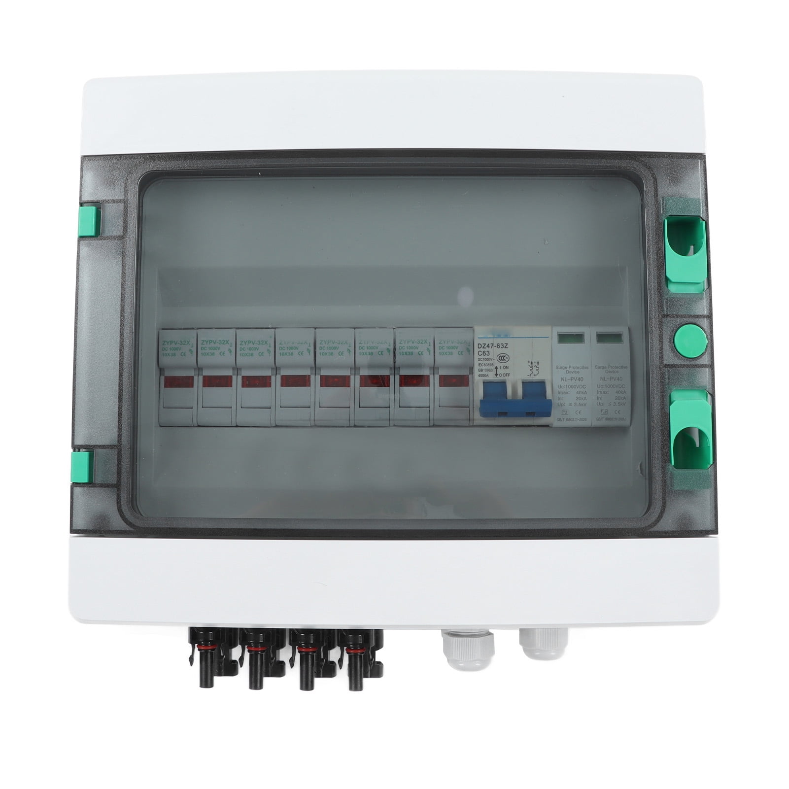 Caja combinadora fotovoltaica con pararrayos y fusibles, caja ...