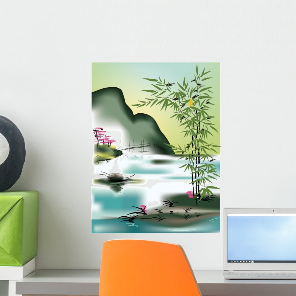 Asian Theme Wall Mural by Wallmonkeys Peel and Stick Graphic (18 in H x ...