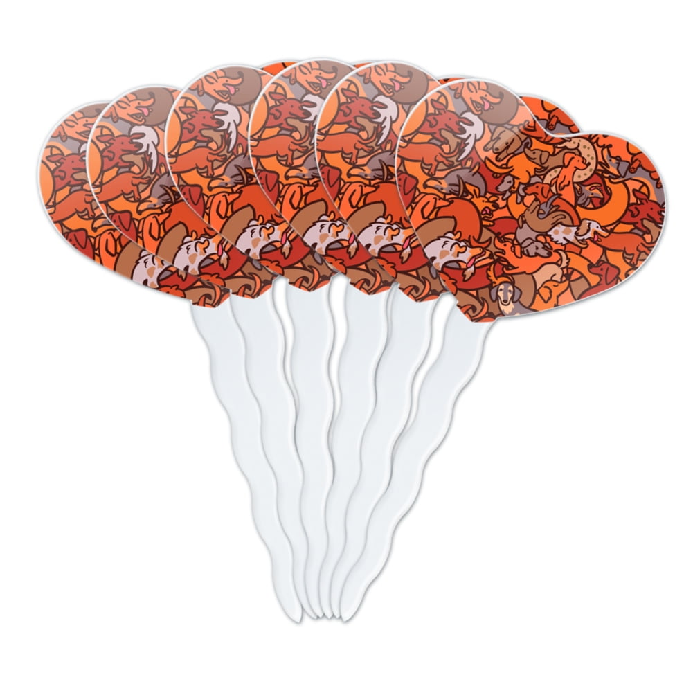 Too Many Dachshunds Wiener Dog Pattern Heart Love Cupcake Picks Toppers ...