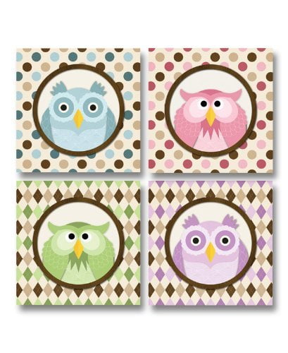 O Is for Owl" 8x8 Cute Pastel Animal Art Prints Polka Dot and Argyle ...