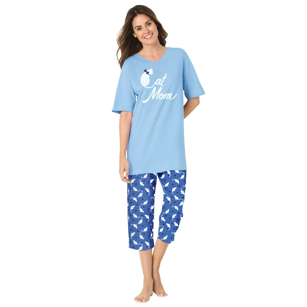 Dreams And Co Dreams And Co Womens Plus Size 2 Piece Capri Pj Set