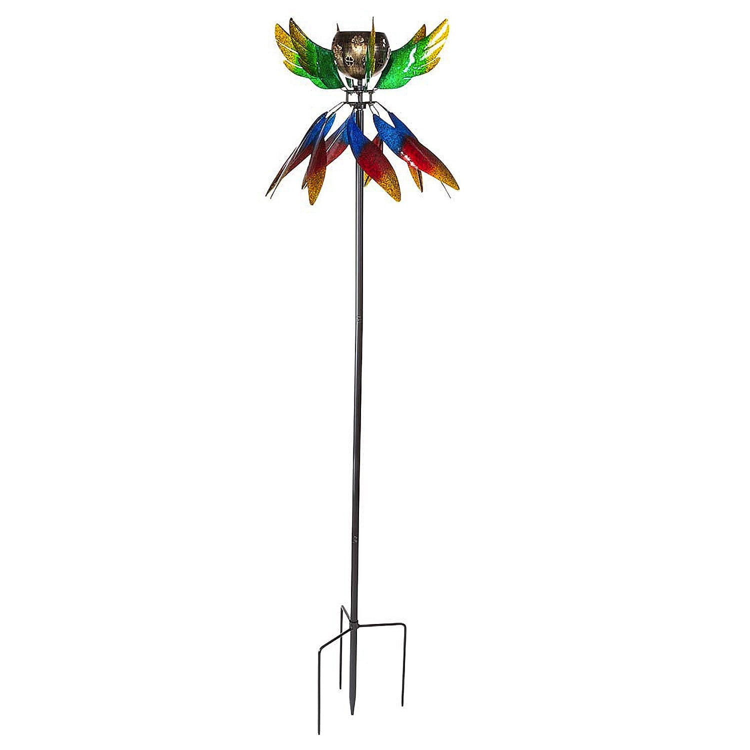 Solar Lighted Green Wings Metal Wind Spinner - Walmart.com