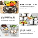 Stri 5Pcs Stainless Steel Vegetable Washing Basin Rice Washing Sieve ...