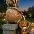 34.8" Farmhouse 4-Tier Pot Waterfall Fountain, Resin Outdoor Decor with ...