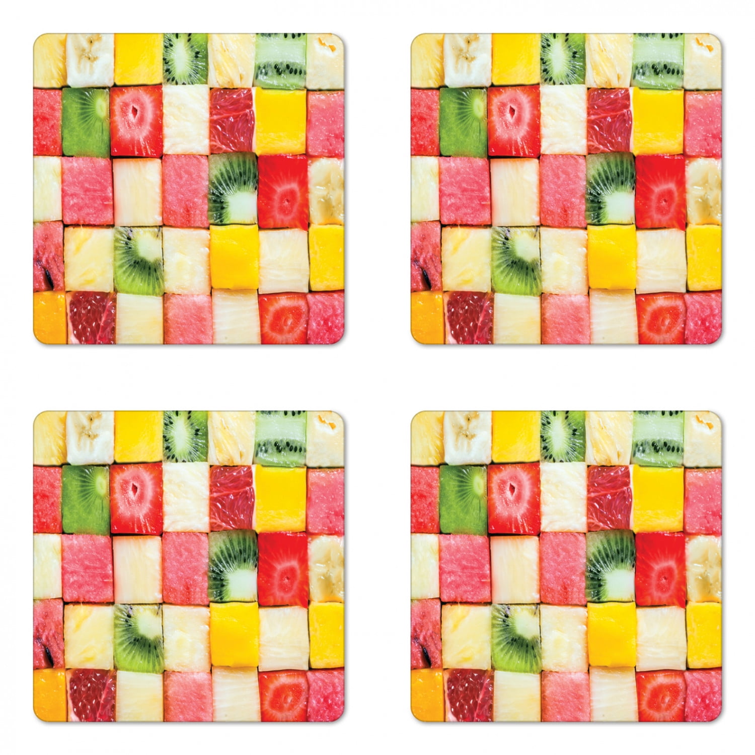 Fruit Coaster Set of 4, Food Concept Photo with Square Sliced Banana ...