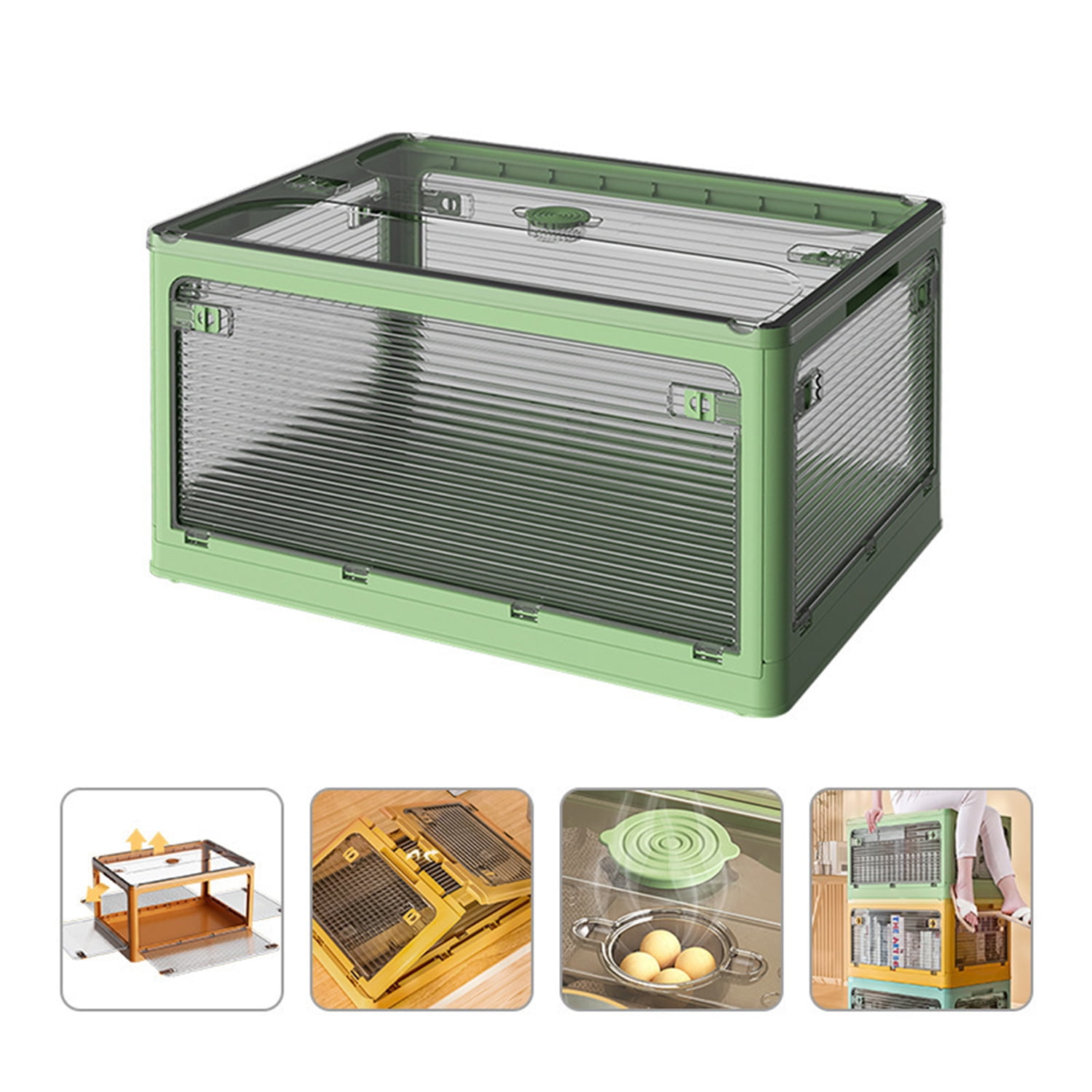 Gemdeck 56L Folded Storage Box with Lid Stackable Plastic Large Storage ...