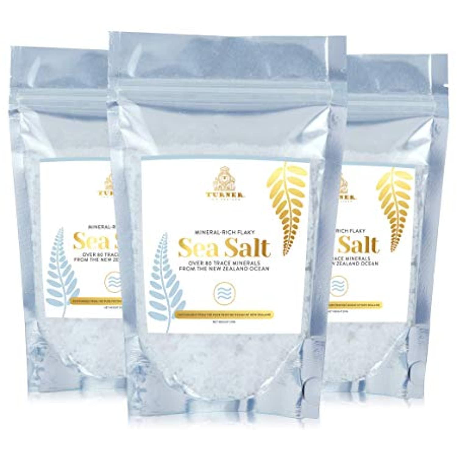 TURNER Premium Gourmet Unprocessed Mineral-Rich Kosher Flaky Sea Salt ...