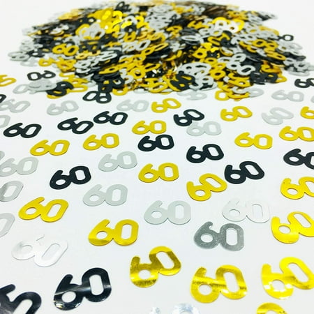 Number 60 Confetti Glitter Metallic Foil Table Party Decorations for ...