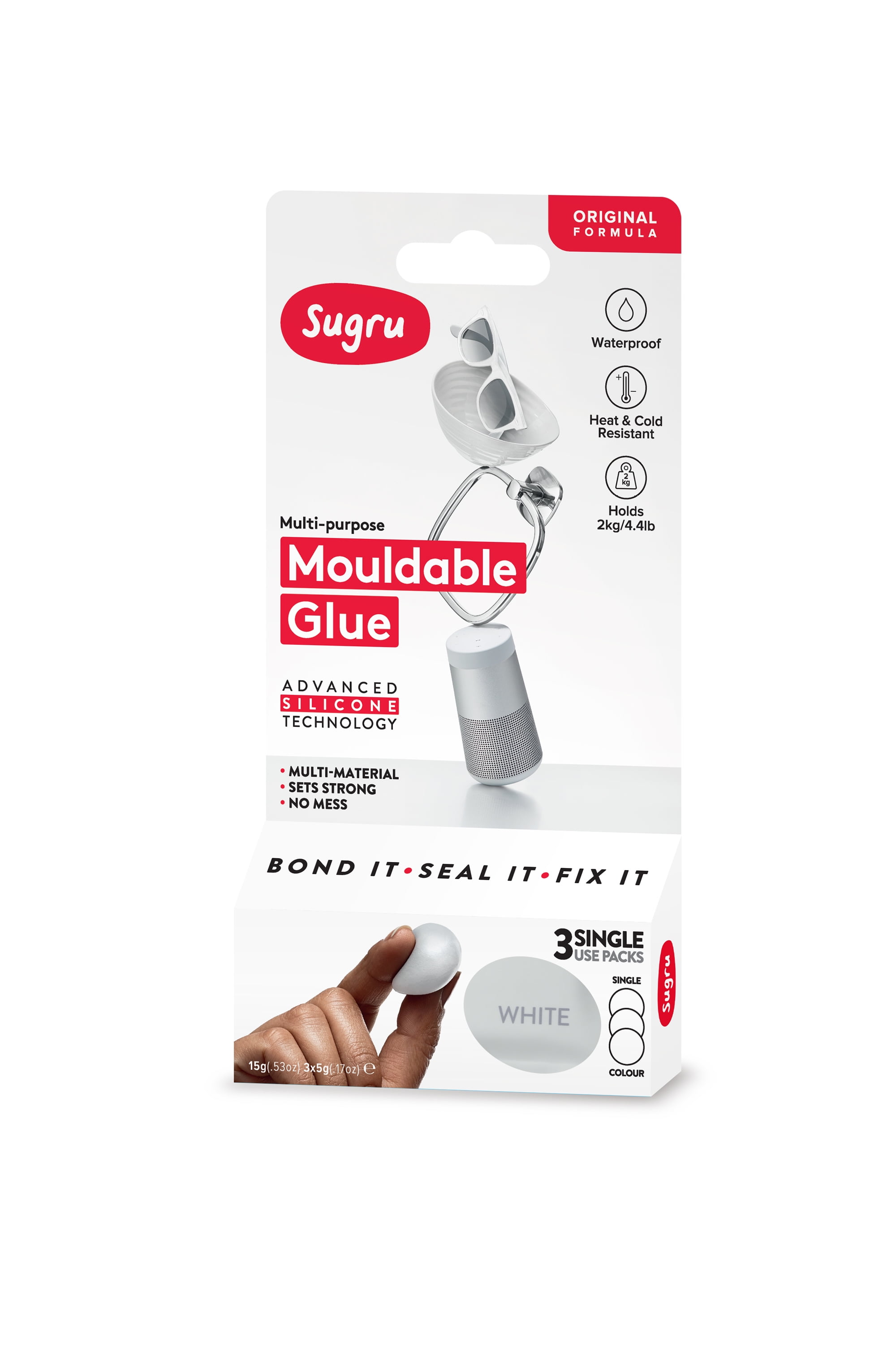 Sugru Mouldable Glue - Original Formula - White (3-pack) - Walmart.com