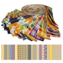 Soimoi 40Pcs Check Print Precut Fabrics Strips Roll Up 2.5 x 42 inches ...
