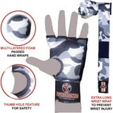 FIGHTSENSE Padded Gel Boxing Gloves with Long Wraps for MMA, Muay Thai ...