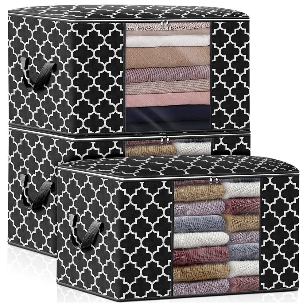 3-Pack Clothes Storage, 100L Foldable Blanket Storage Bags,Storage ...